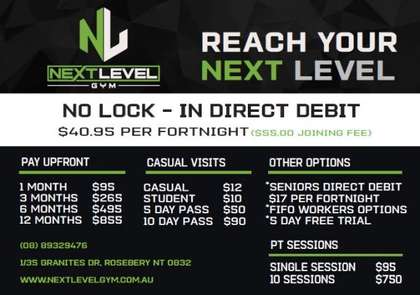 Price List - Next Level Gym